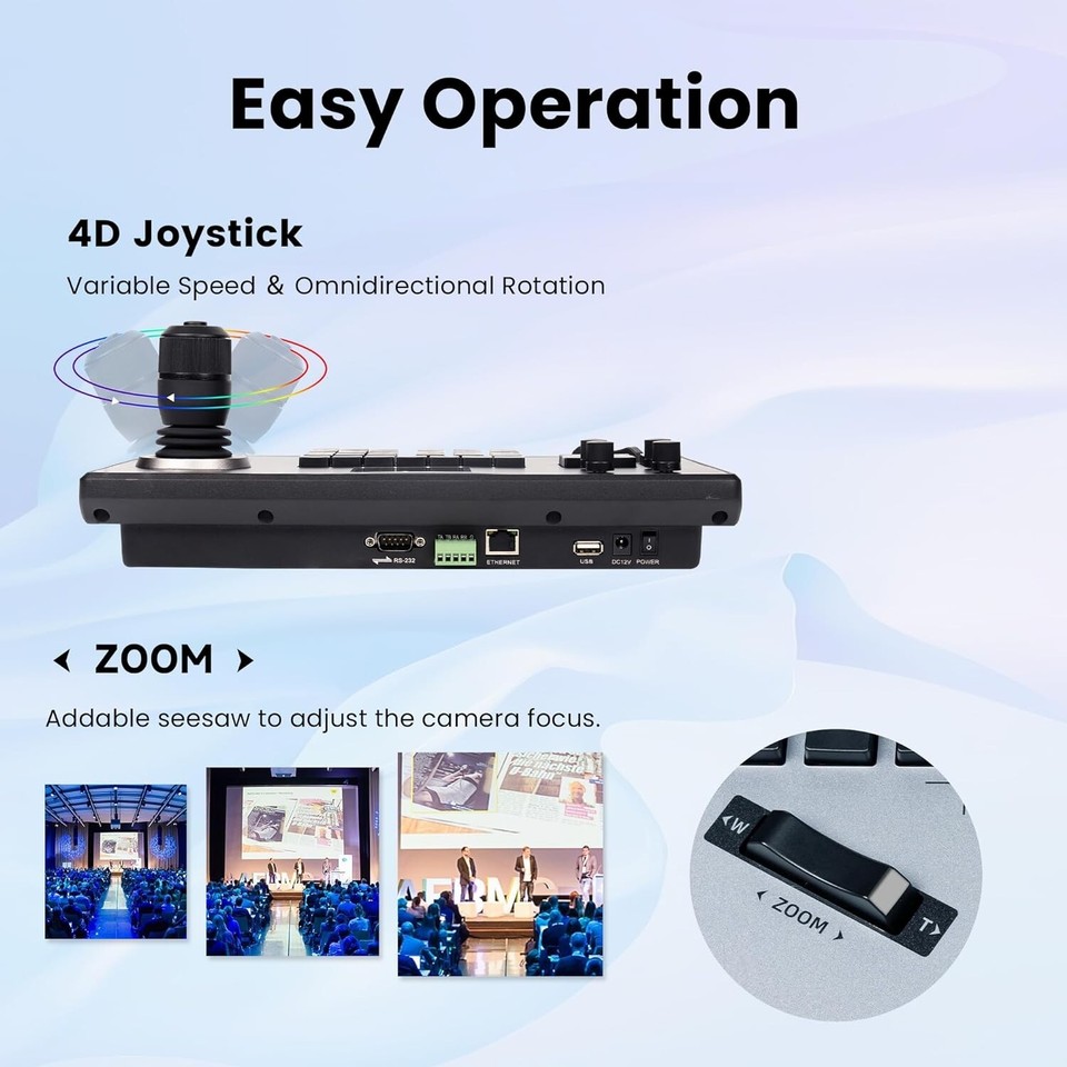 Tenveo PTZ Camera Joystick Controller 5'' LCD Screen Support NDI PoE ...