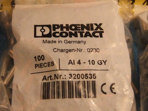Lot of 300 pcs (3 packs) PHOENIX CONTACT AI 4-10 GY No. 3200535 Ferrule ...