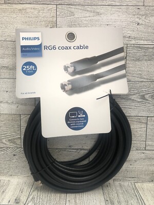 Philips 25 ft (7.6 m) Audio/Video RG6 Coax Cable - Universal - Black ...