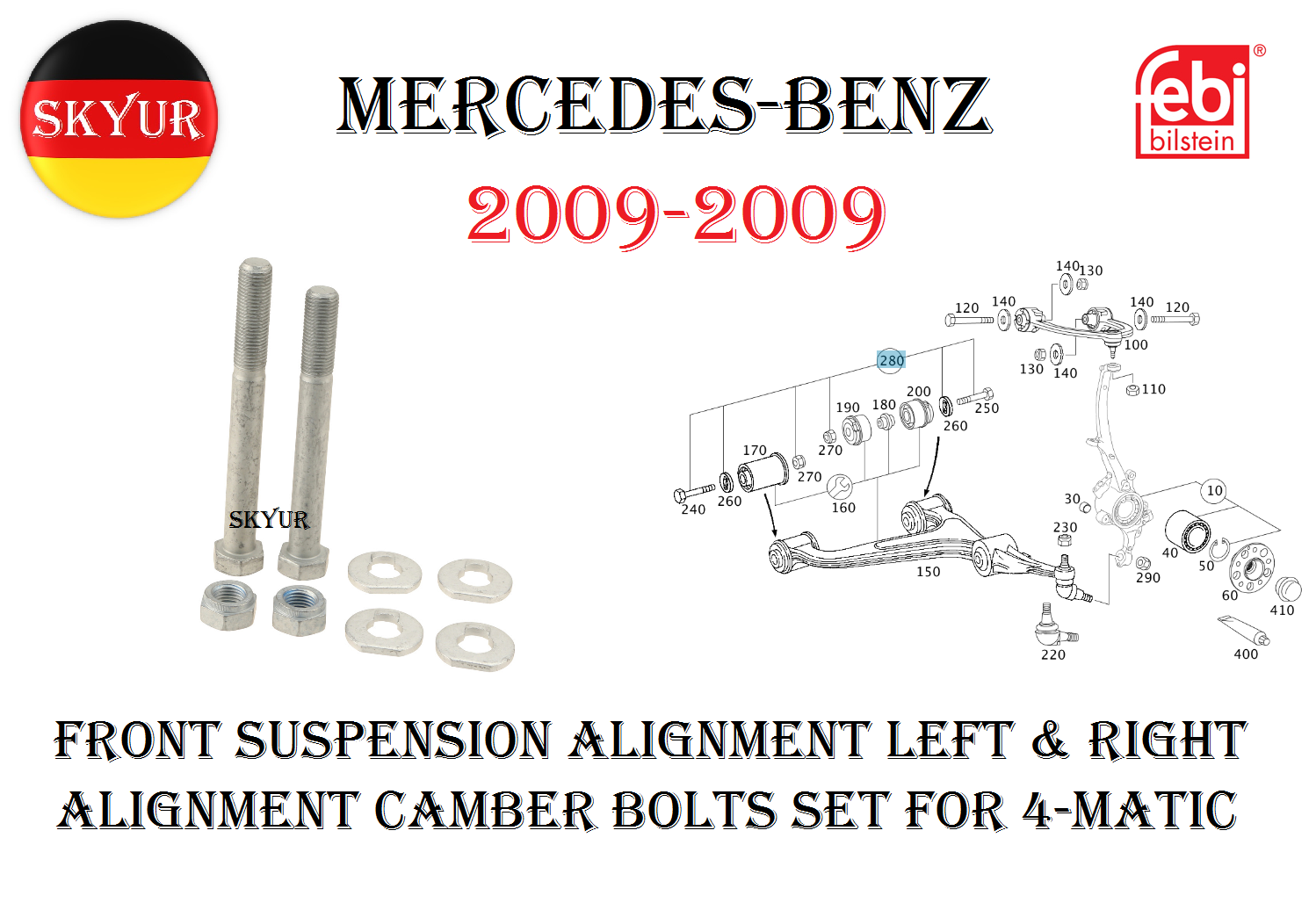 Front Suspension Alignment Camber Bolts Set For 03-09 Mercedes W211 ...