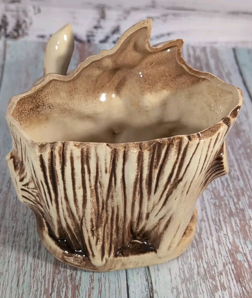 McCOY Pottery Bunny Rabbit Planter Vase 1951 Vintage Brown White ...