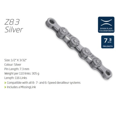 KMC Z8.3 (6-8 Speed Chain) — 116 Links / Silver —AUS STOCK— Bike MTB ...