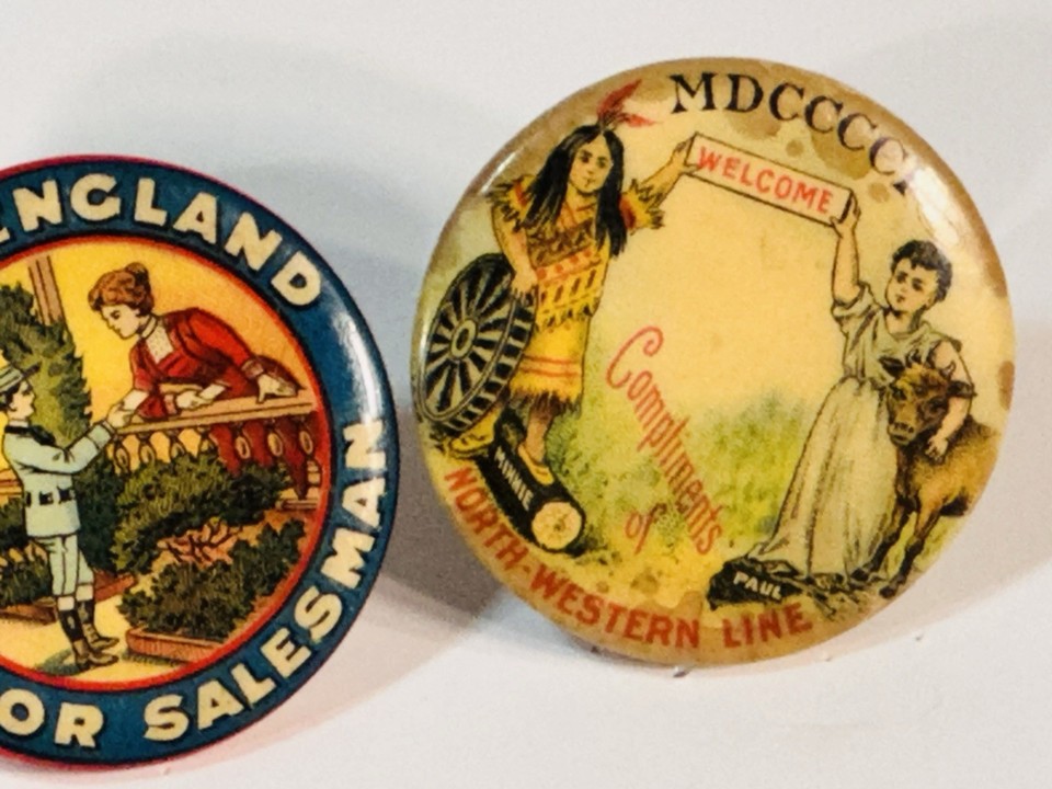 LOT OF 3: ANTIQUE CELLULOID ADVERTISING PAPER PINBACK BUTTONS | eBay