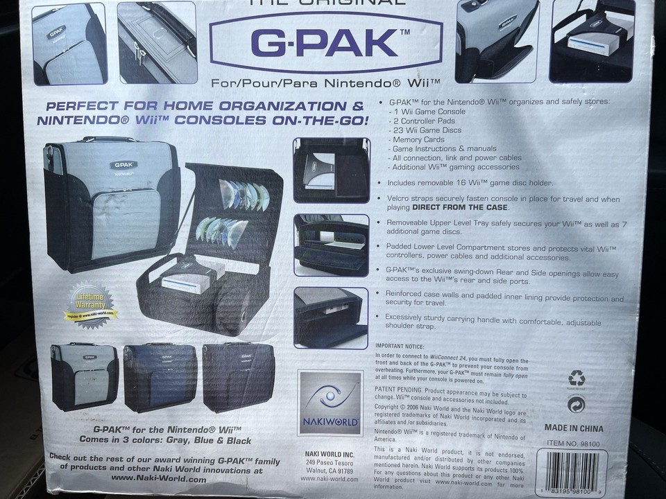 Naki World G-PAK Nintendo Wii Carrying Storage Case NIB Gray Game ...