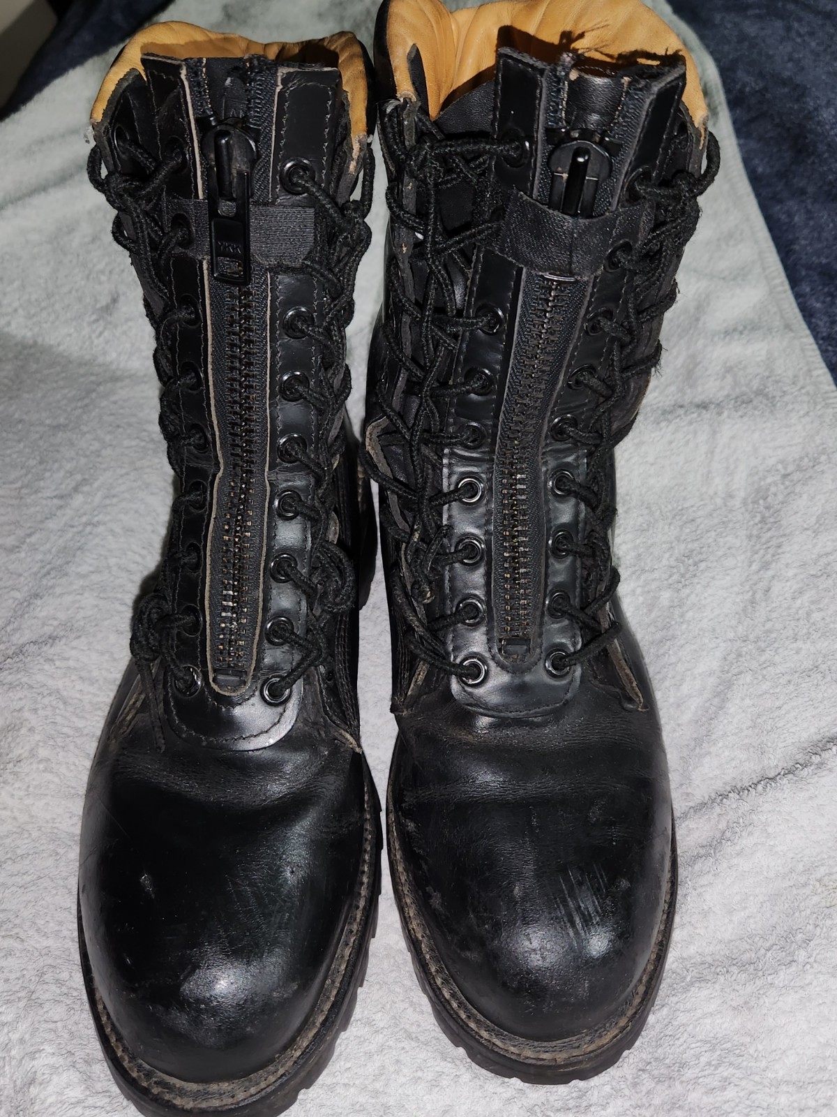 CHIPPEWA USA Front Zip Firefighter Black Leather Steel Toe Work Boots ...