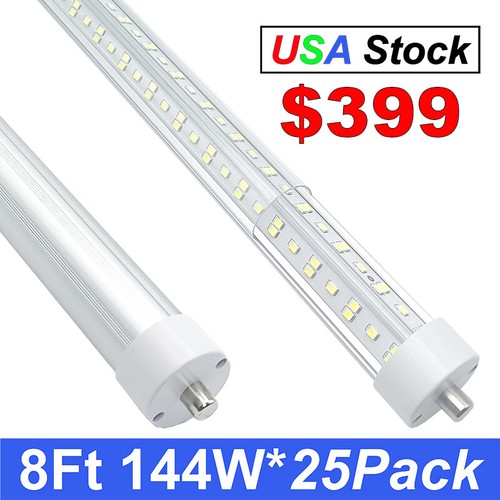25 Pack 8 FT LED Bulb Light 8Ft T8 LED Tube 96" FA8 Single Pin ...