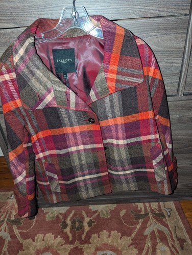 Talbots Pea Coat Womens 2 Button Size 8 Petite Fall Colors Orange Red ...