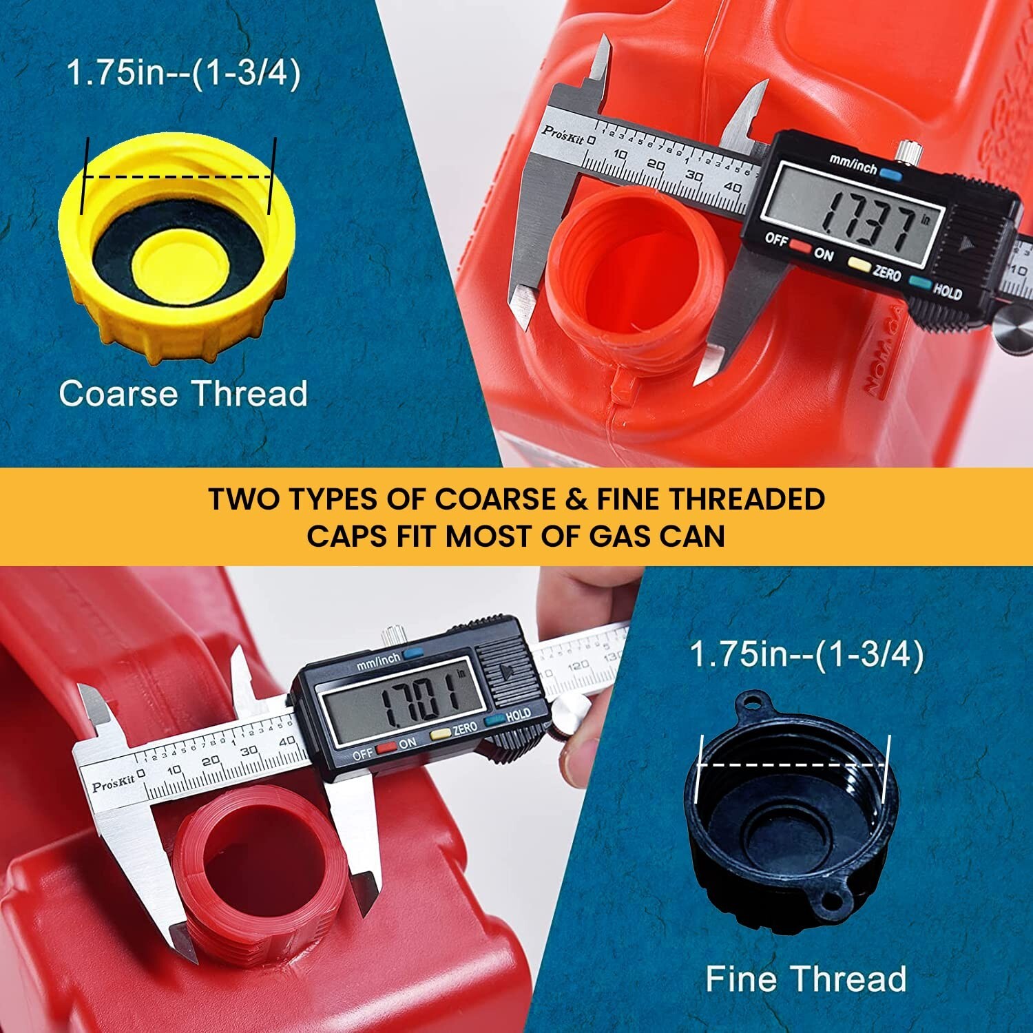 KP44 - GAS CAN CAP - SOLID BASE REPLACEMENT GAS CAN CAP (1-COARSE AND 1 ...