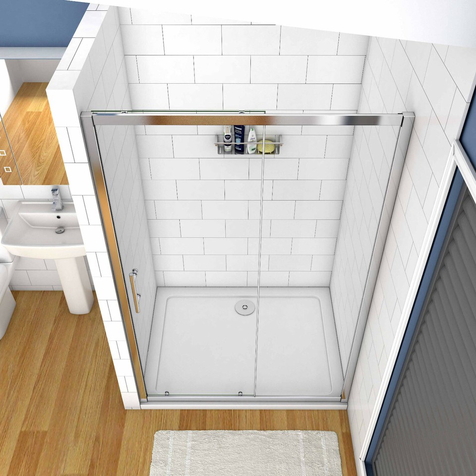 Sliding Shower Enclosure Walk In Shower Door+Side Panel+StoneTray Glass ...