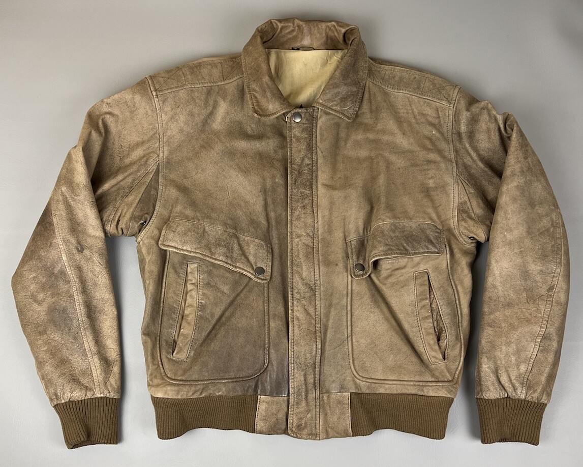 Vintage U2 Wear Me Out Leather Bomber Jacket Brown Size 40 | eBay