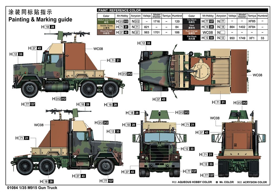 Trumpeter 01084 1:35 Scale M915 Gun Truck Plastic Model Assembly Kit | eBay