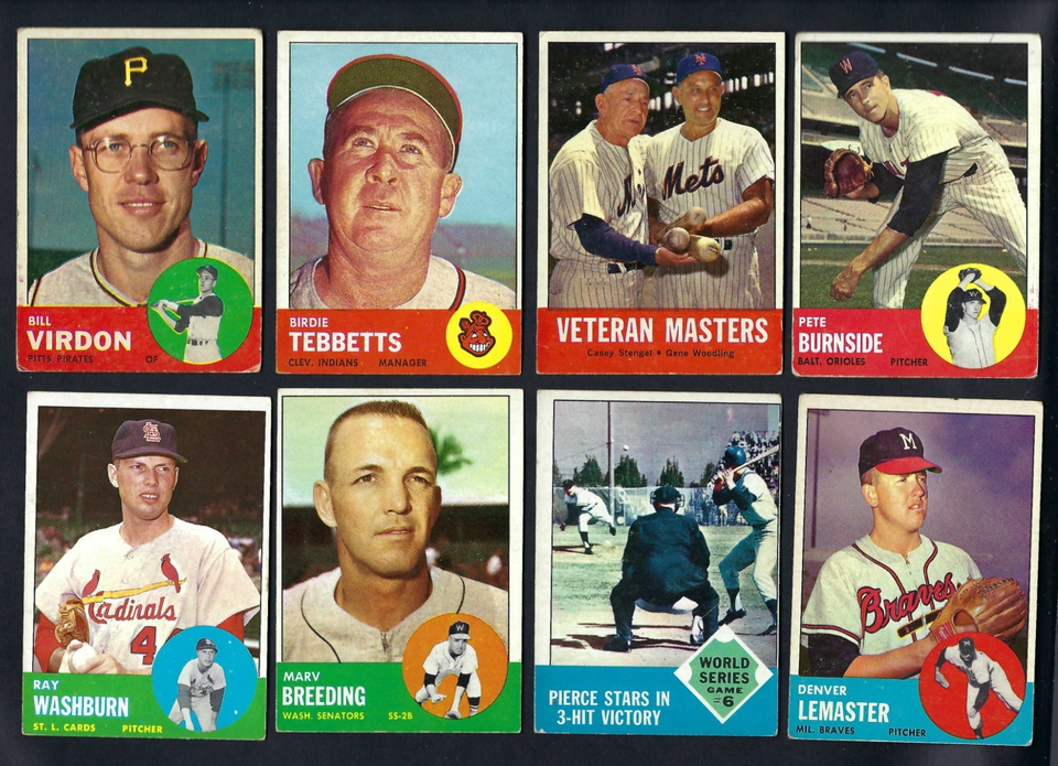 1963 TOPPS BASEBALL CARD LOT X 15 DIFF..NICE COLOR, GLOSS ETCVG/VG+ TO ...