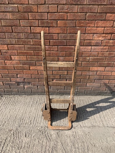 Vintage Antique Wooden Sack Barrow Cast Iron Wheels | eBay UK