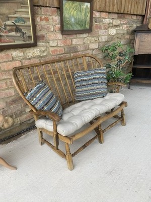 Vintage Ercol Ash Wood Spindle Back 2 Seater Settee Bench Mid Century ...