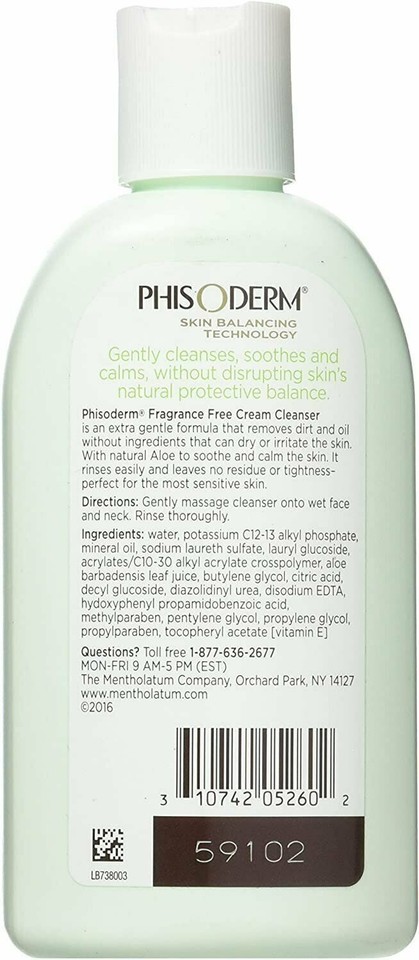 Phisoderm Cream Cleanser Sensitive Skin Alcohol Free Fragrance Free 6oz ...
