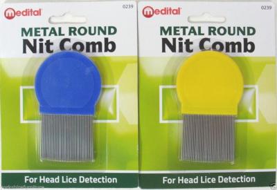 NEW METAL ROUND NIT HAIR GRITTY COMB HANDLE REMOVES HEAD LICE EGGS FINE ...