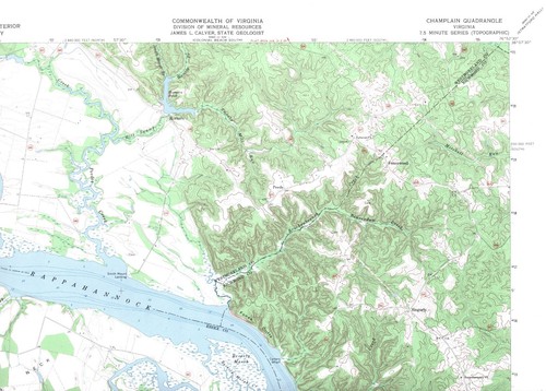 Champlain Quadrangle Virginia 1973 USGS Topo Map 7.5 Minute Topographic ...