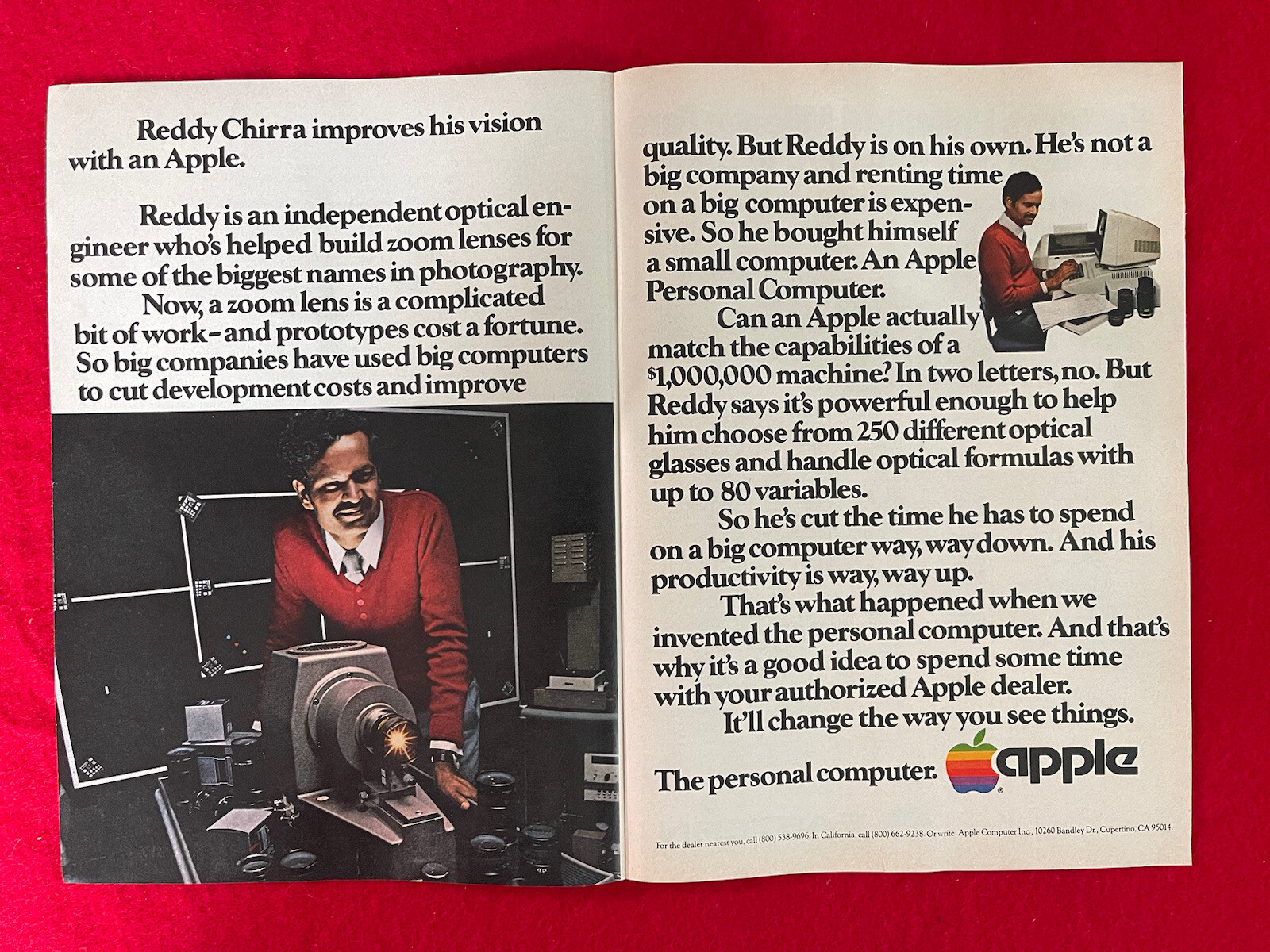 Vintage 1981 Apple Computer Print Ad - Reddy Chirra Optical Engineer | eBay