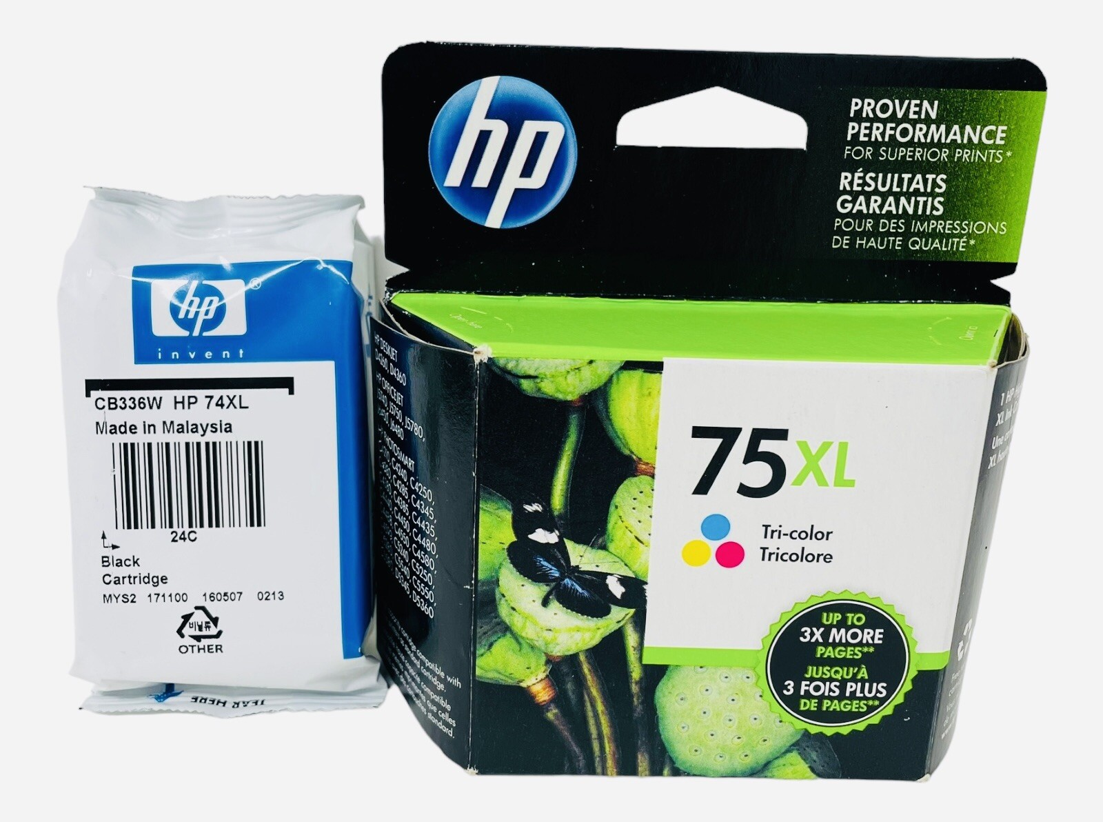 HP 74XL Black & HP 75XL Tri-Color Ink Cartridge New Sealed | eBay