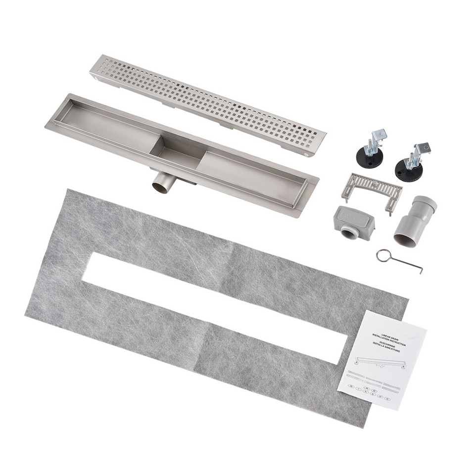 LINEAR SHOWER DRAIN STAINLESS STEEL WETROOM BATHROOM CHANNEL GULLY TRAP ...