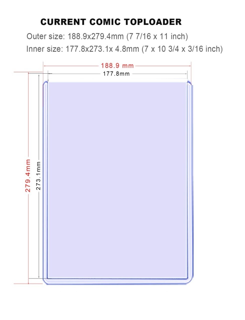 COMIC BOOK PROTECTOR CASE TOPLOADER 10 PACK WITH REMOVABLE FILM 7"x10 ...