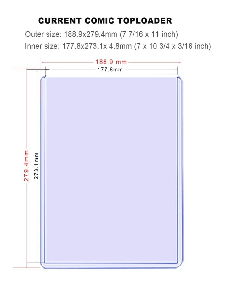 COMIC BOOK PROTECTOR CASE TOPLOADER 10 PACK WITH REMOVABLE FILM 7"x10 ...