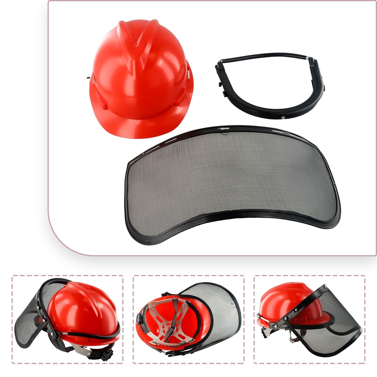 Trimmer Mask Safety Brushcutter Plastic+Mesh Working Red+Black Protect ...