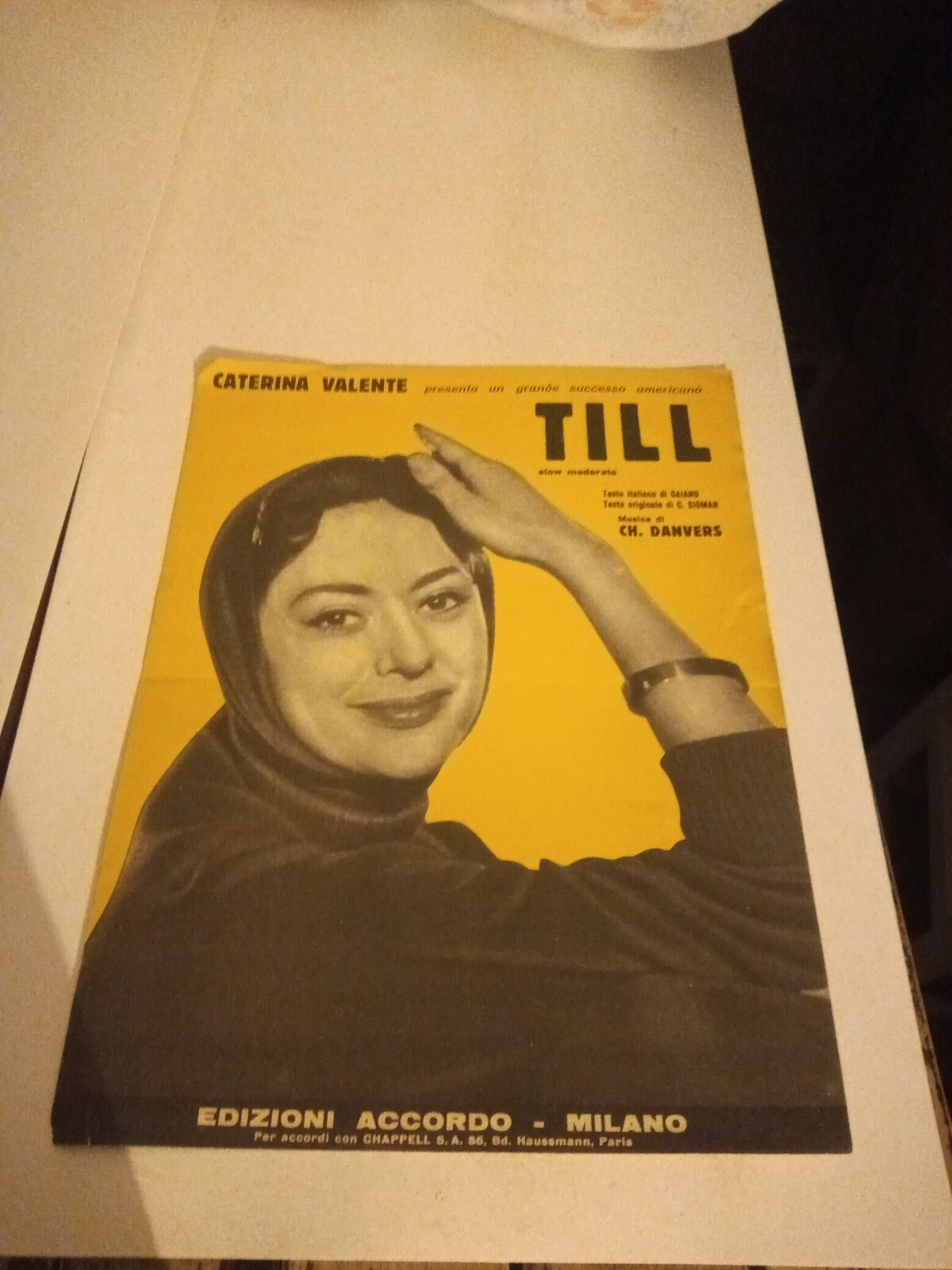 Sheet Music Till Catherine Valente Ch. Danvers EDIZIONI ACCORDO 1957 | eBay