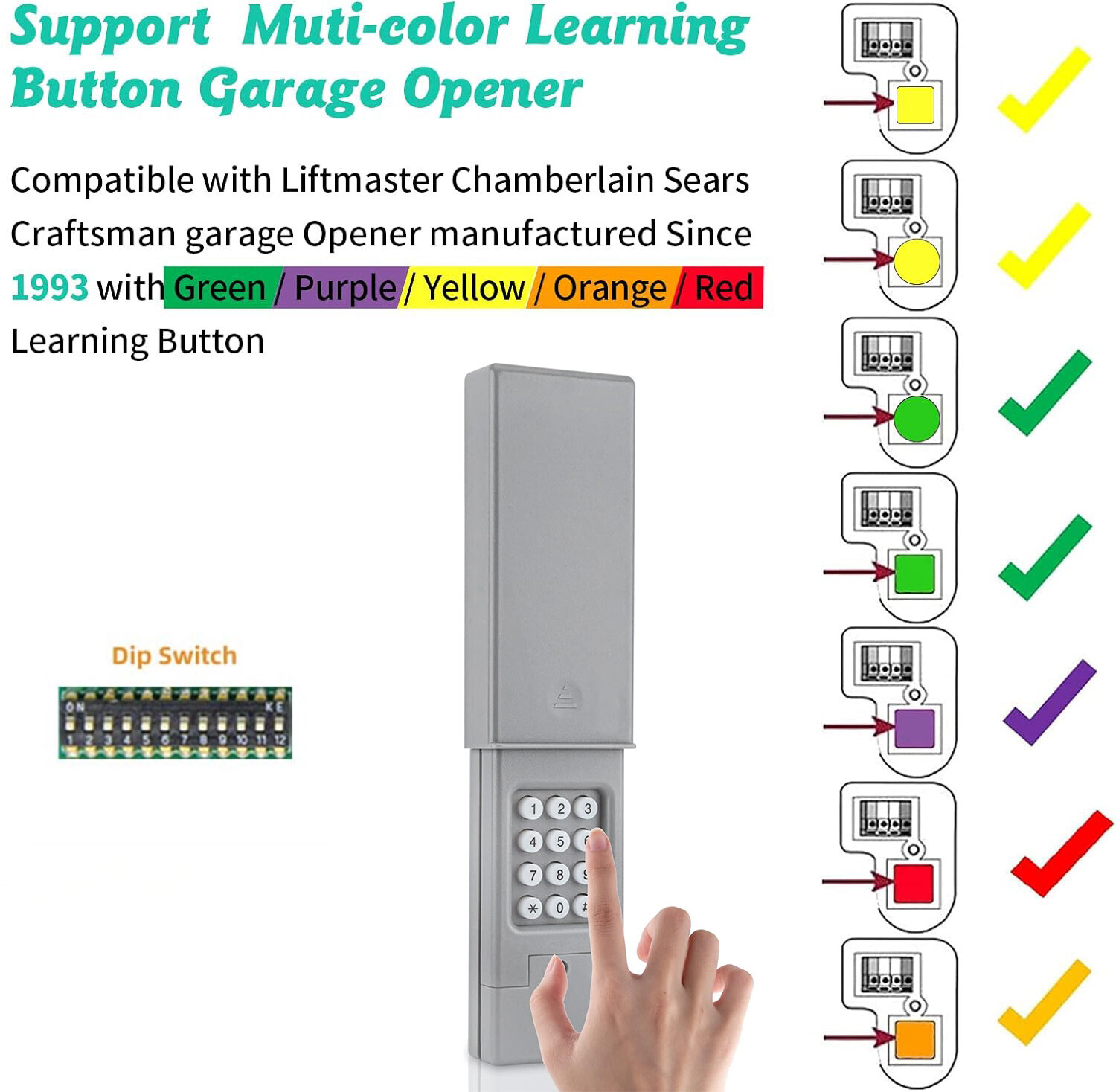 Universal Garage Door Wireless Keypad Opener KLIK2U-P2 for Craftsman ...