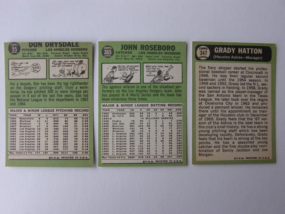1967 TOPPS GRADY HATTON HOUSTON ASTROS BASEBALL CARD #347. NRMT. HATTON ...
