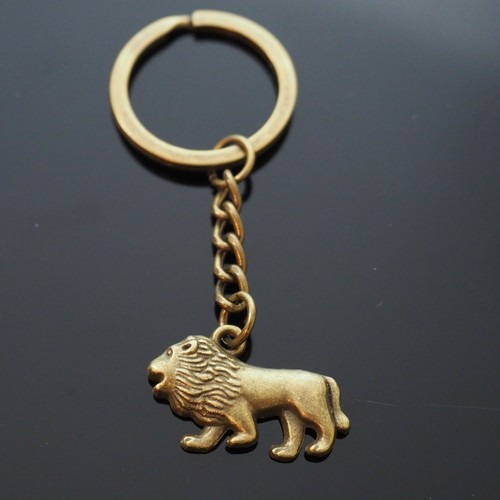 2x PCS - Bronze Lion Pendant Keychain Key Ring Chain Growling Zoo ...