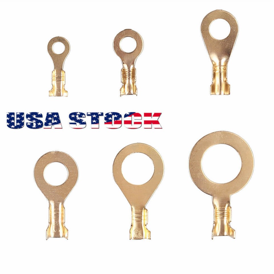 Non-Insulated Copper Crimp Ring Terminals Wire Connector Spade ...