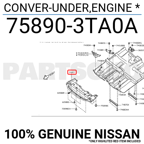 758903TA0A Genuine Nissan CONVER-UNDER,ENGINE * 75890-3TA0A | eBay
