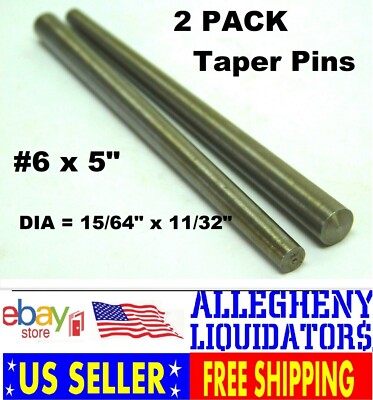 (2 PACK) Plain Steel Taper Pin #6 x 5" Long (Thickness = 0.241" to 0. ...