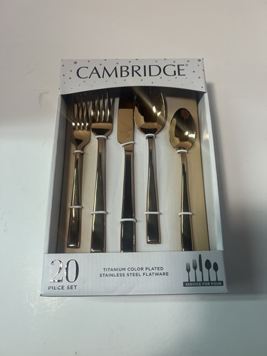 Cambridge 20 Piece Set Silverware, New In Box, Titanium Color | eBay