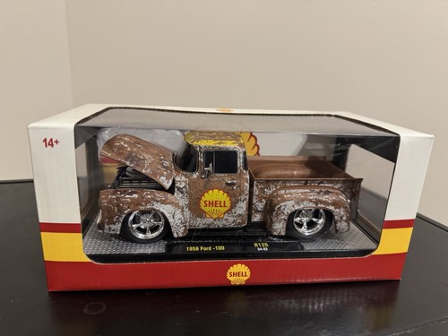 🔥 M2 Machines 1956 Ford F-100 Pickup Truck "SHELL" Rusted CHASE 1/24 ...
