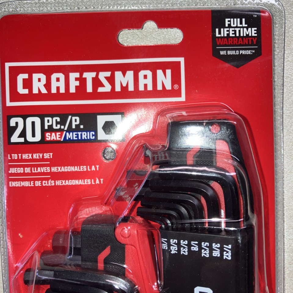 CRAFTSMAN 20 Pieces Model # CMHT26020 L to T Hex Key Set Brand New ...