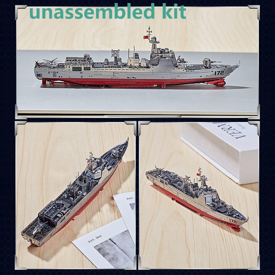 1:1000 3D Metal 052D Destroyer Military Warship Model Ornaments Unassembled | eBay