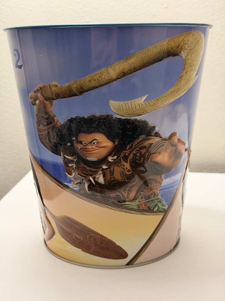 OFFICIAL MOANA 2 MOVIE THEATER EMBOSSED METAL POPCORN BUCKET "BLUE ...