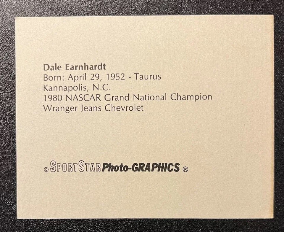 1986 Sportstar Photo-Graphics Dale Earnhardt Card RARE | eBay