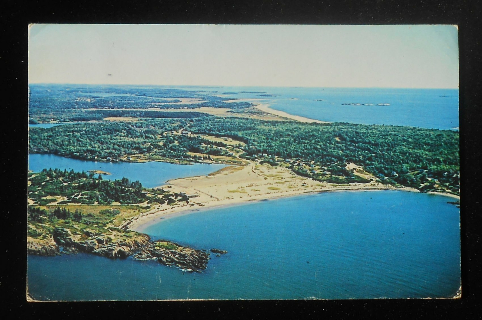 1970s Aerial View across Head Beach and the Branch Small Point Beach ME ...