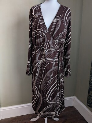 Debenhams Collection Brown Wrap Dress Size 16 New + Tags | eBay UK
