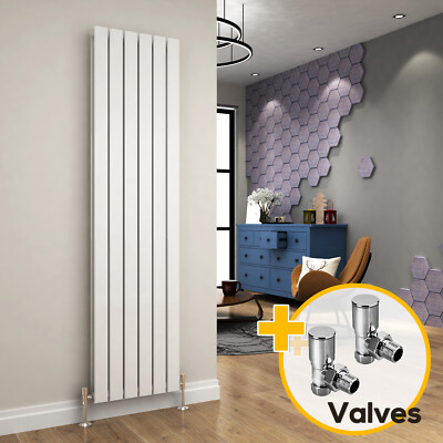White Vertical Radiator Double 1800 x 456 Flat Panel Tall Upright Rad ...