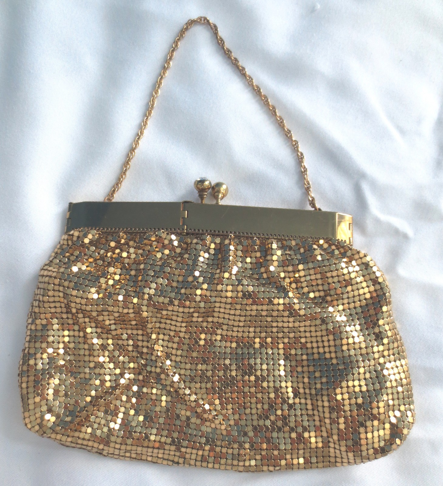 Vintage Gold Duramesh Evening Clutch Rhinestone Handbag Elegant Purse ...