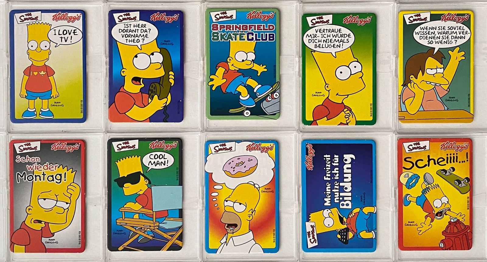 2001 The Simpsons Trading Card Set German Kelloggs Promo Sticker Set of ...