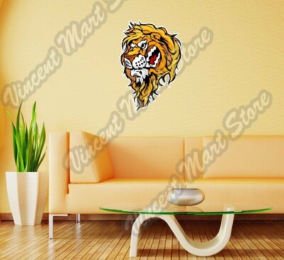 Lion Head Cartoon Cat Face Angry Gift Wall Sticker Room Interior Decor ...