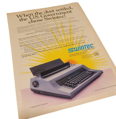 Vtg 1986 Swintec Electronic Typewriters Print Advertisement 80's | eBay