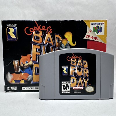 Nintendo 64 - Conker's Bad Fur Day - Box And Game Only Authentic Tested ...