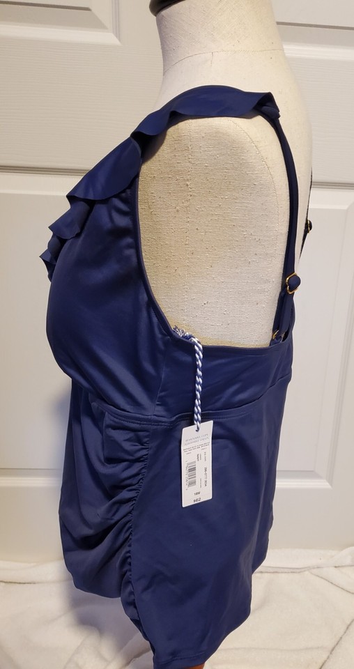 Sonnet Shores Ruffle Tankini Swim Top Plus Red Cherry, Navy 16W 18W ...
