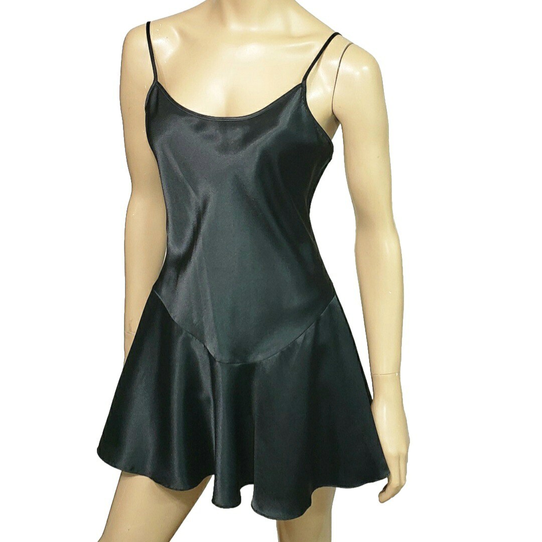 VICTORIA'S SECRET COLLECTION Black Silky Satin Short … - Gem
